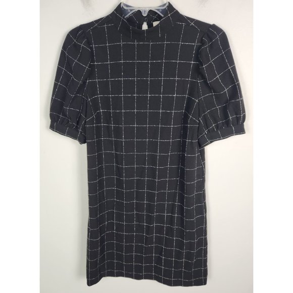 LOFT | Dresses | Loft Womens Sz Black White Window Pane Puff Short ...